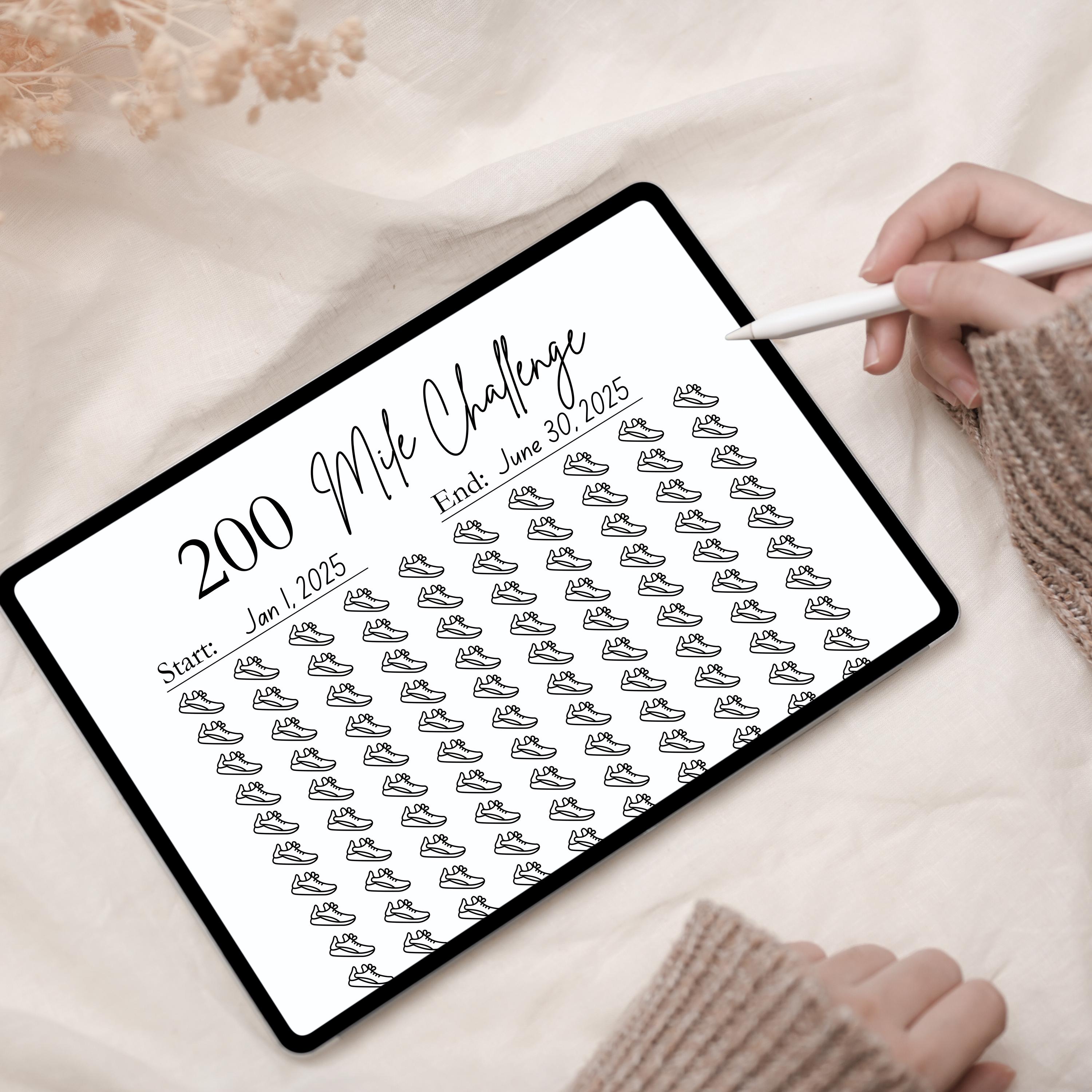 200 Mile Challenge Printable, Running Log and Tracker, Printable Steps ...
