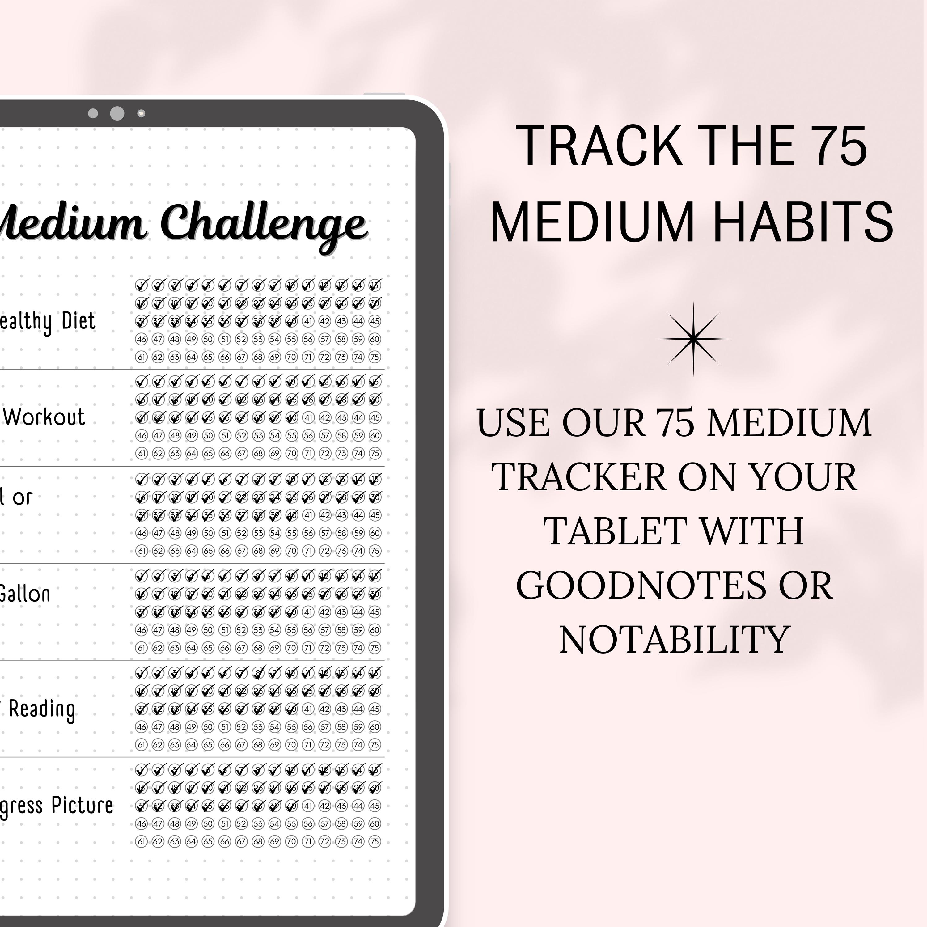 75 Medium Tracker Printable, 75 Medium Challenge EDITABLE, 75 Day ...