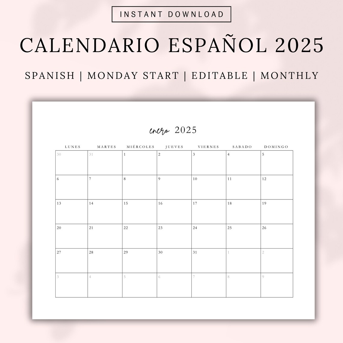 Calendario 2025 Para Imprimir, Calendario Español 2025, 2025 Monthly ...