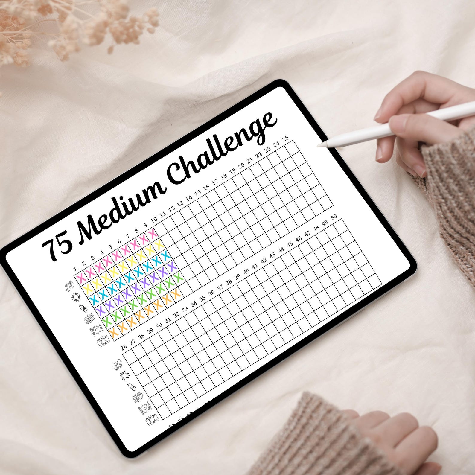 75 Medium Tracker Printable, 75 Medium Challenge Editable, 75 Day ...