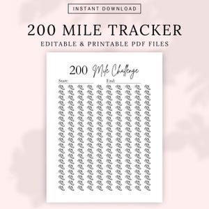 200 Mile Challenge Printable, Running Log and Tracker, Printable Steps ...