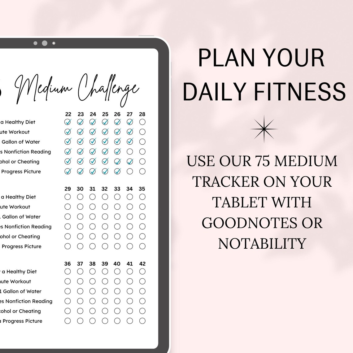 75 Medium Challenge Tracker EDITABLE, 75 Medium Challenge Printable, 75 ...