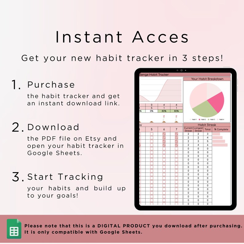 Pink Weekly Habit Tracker Google Sheets Grow Spreadsheet, Google Sheets ...