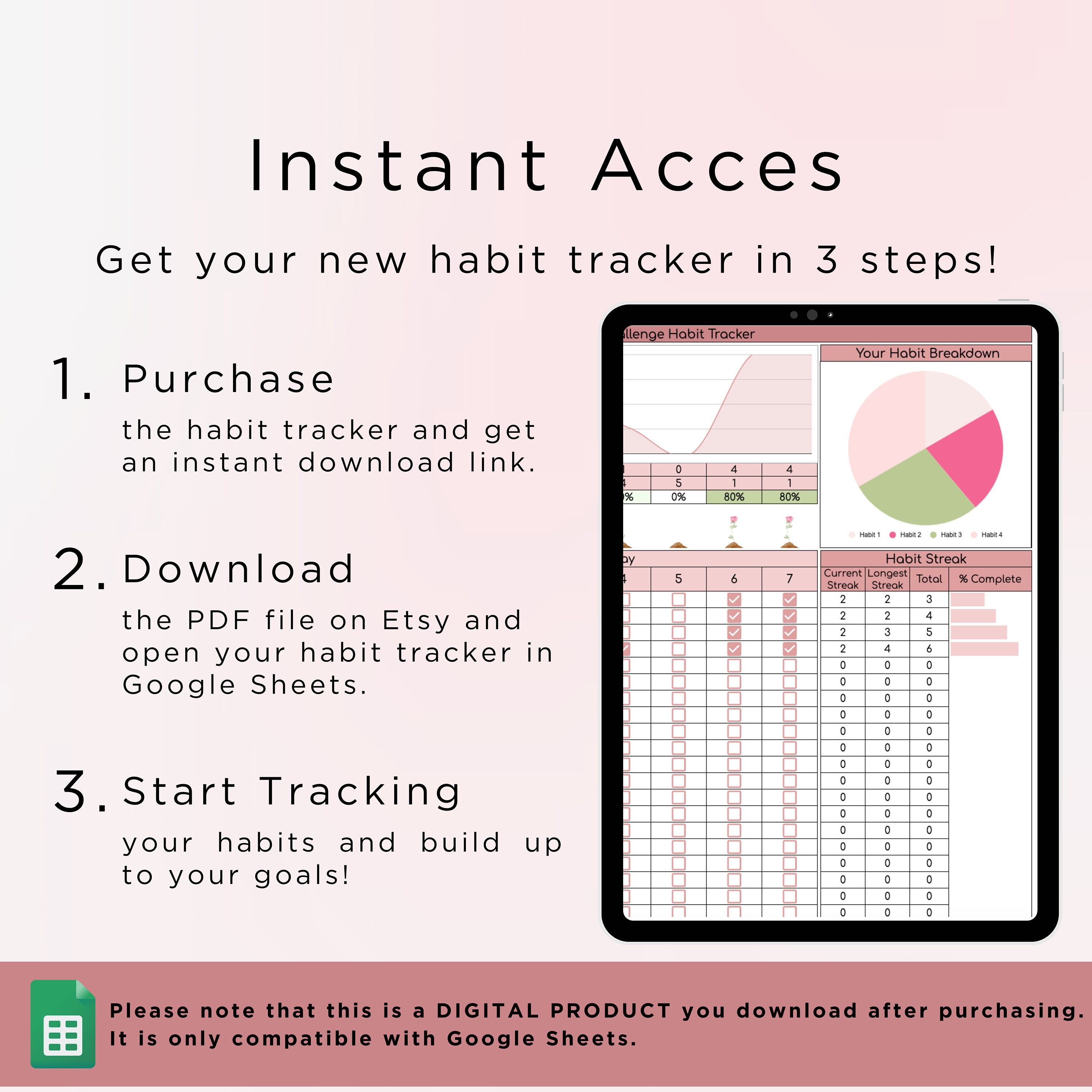 Pink Weekly Habit Tracker Google Sheets Grow Spreadsheet, Google Sheets ...