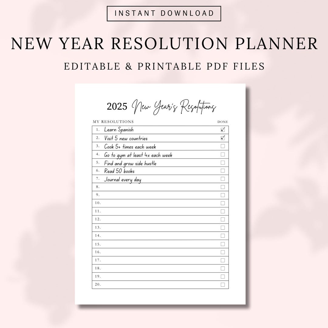 2025 New Year Printable Planner, New Years Printable, New Years ...