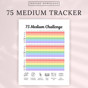 75 Medium Challenge Tracker Printable, 75 Medium Challenge EDITABLE, 75 ...
