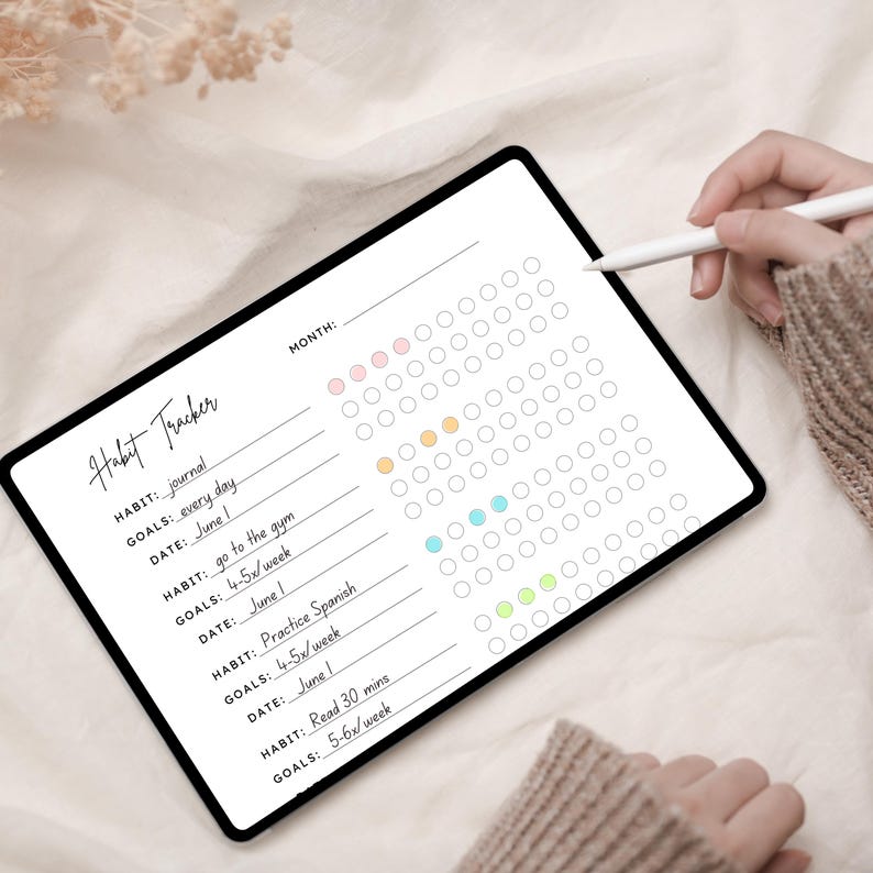 Printable Habit Tracker Template, Monthly Habit Tracker, Goal Planner ...