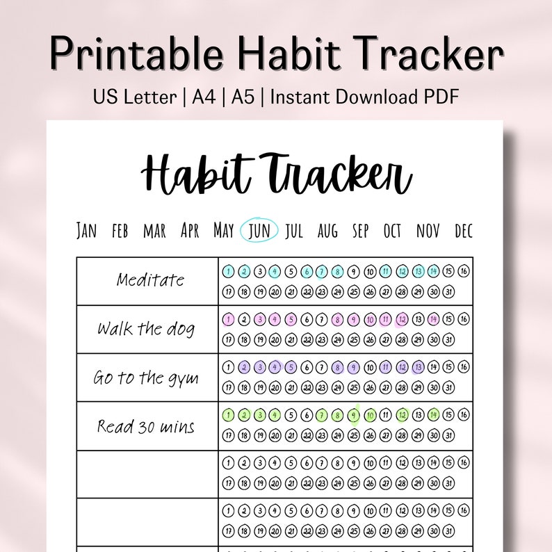 Habit Tracker ADHD Printable 2024, Letter/a4/a5, Goodnotes & Notability ...