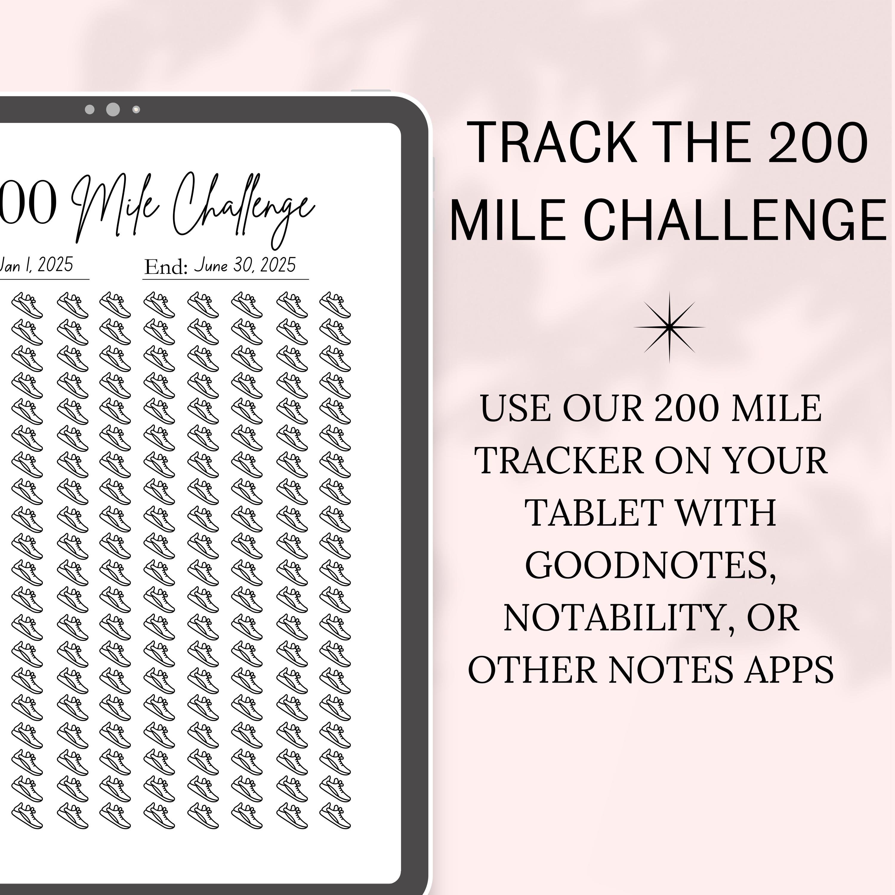 200 Mile Challenge Printable, Running Log and Tracker, Printable Steps ...