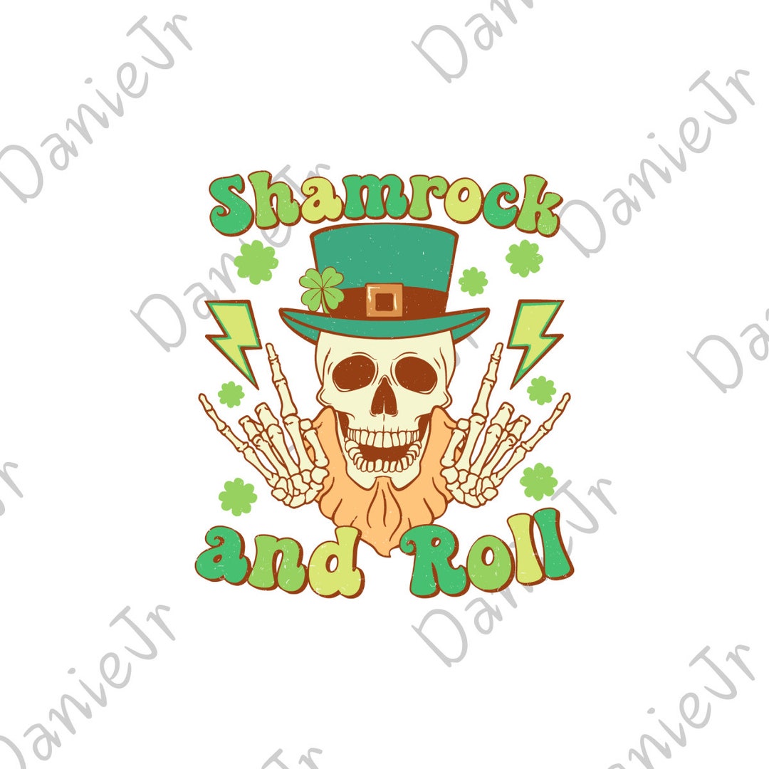 Shamrock and Roll Png, Skeleton St Patricks Png, Retro St Patricks, St ...