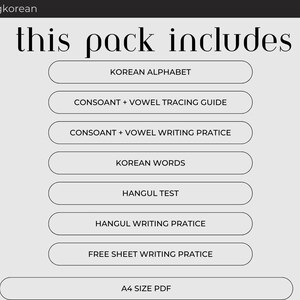 Korean Study Pack | Hangul Printable | Hangul Writing | Learn Korean ...