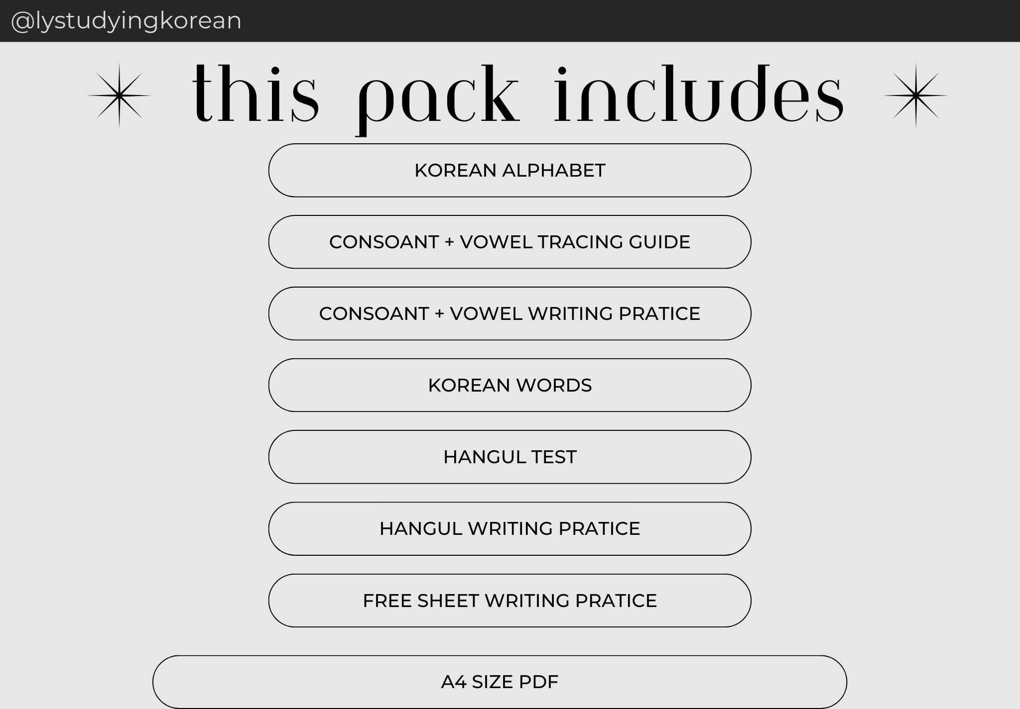 Korean Study Pack | Hangul Printable | Hangul Writing | Learn Korean ...