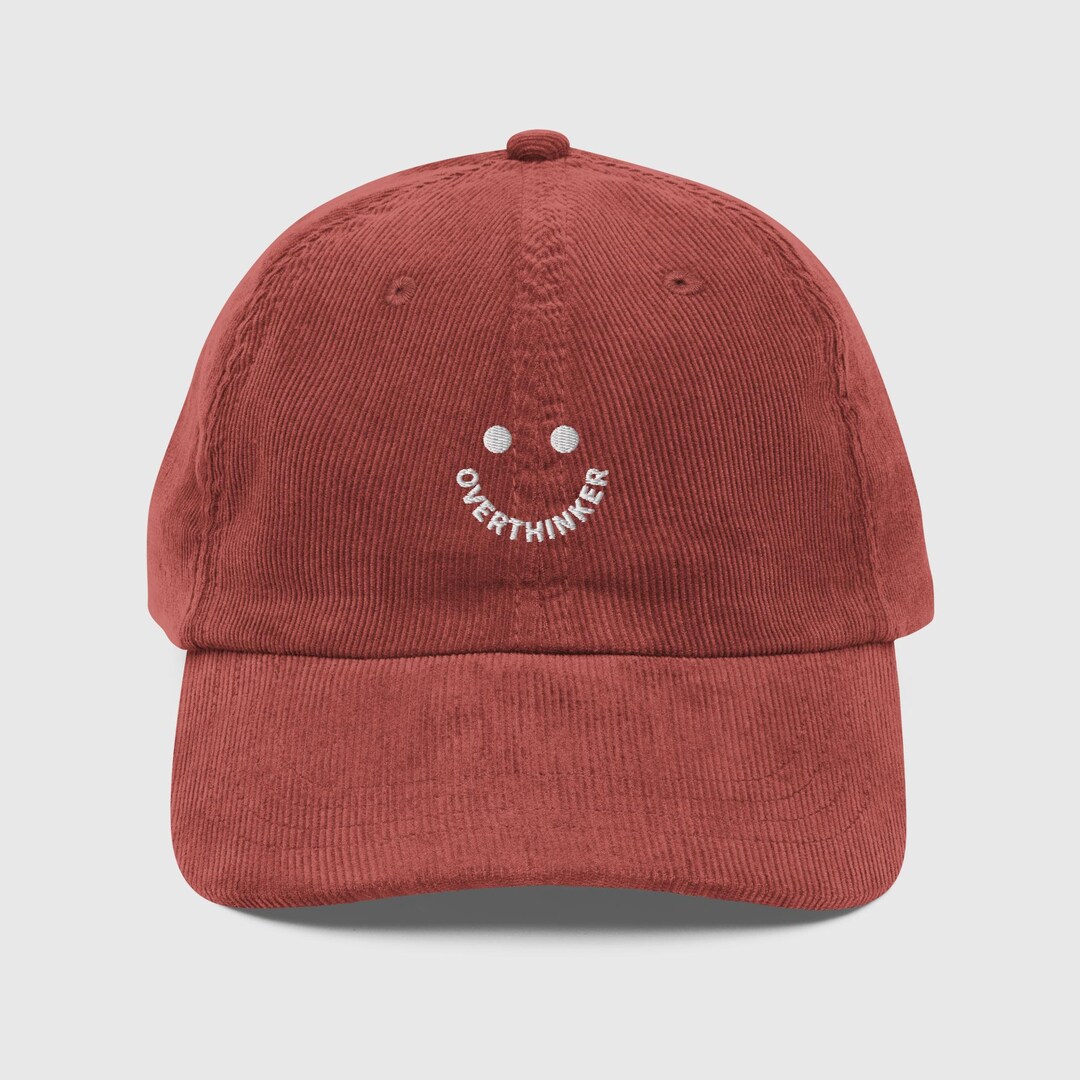 Overthinker Smiley Embroidered Corduroy Hat - Etsy