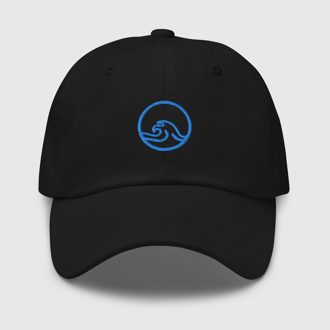 Wave Embroidered Dad Hat for Ocean Lovers, Blue Unisex Hat With ...