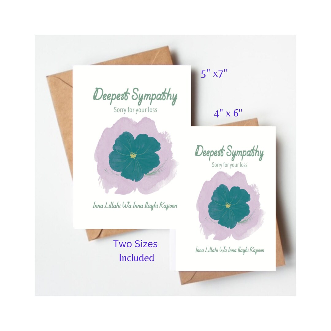 Printable, Digital Download, Deepest Sympathy, Islamic Sympathy Card ...
