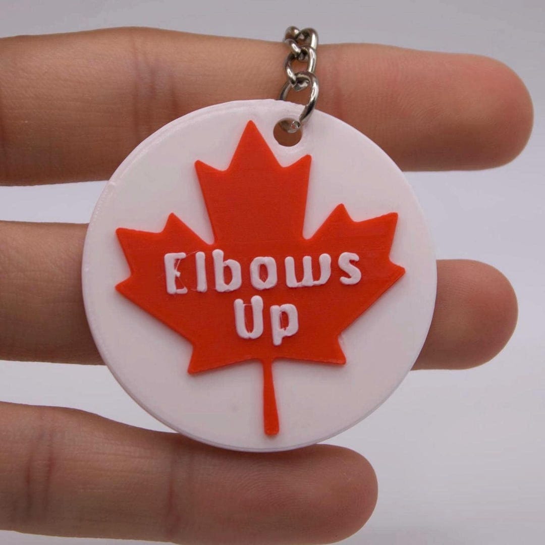 Elbows up Maple Leaf Canada Keychain - Made in Canada Gift - Canadian ...