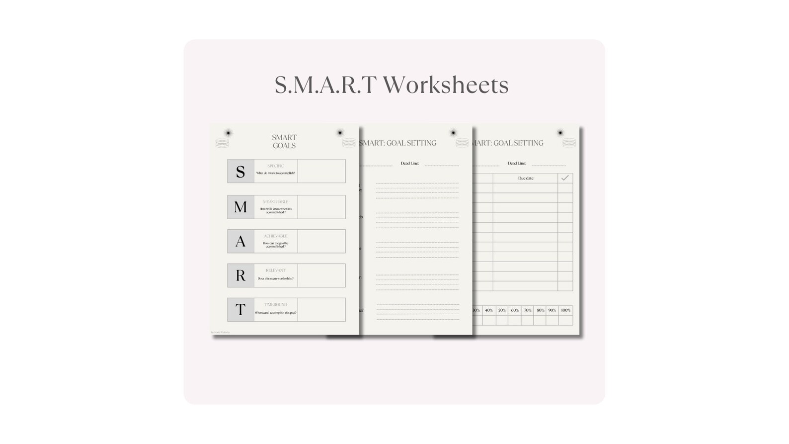 SMART Goals Template,mworksheet, Intelligent Goals Tracker, Printable ...