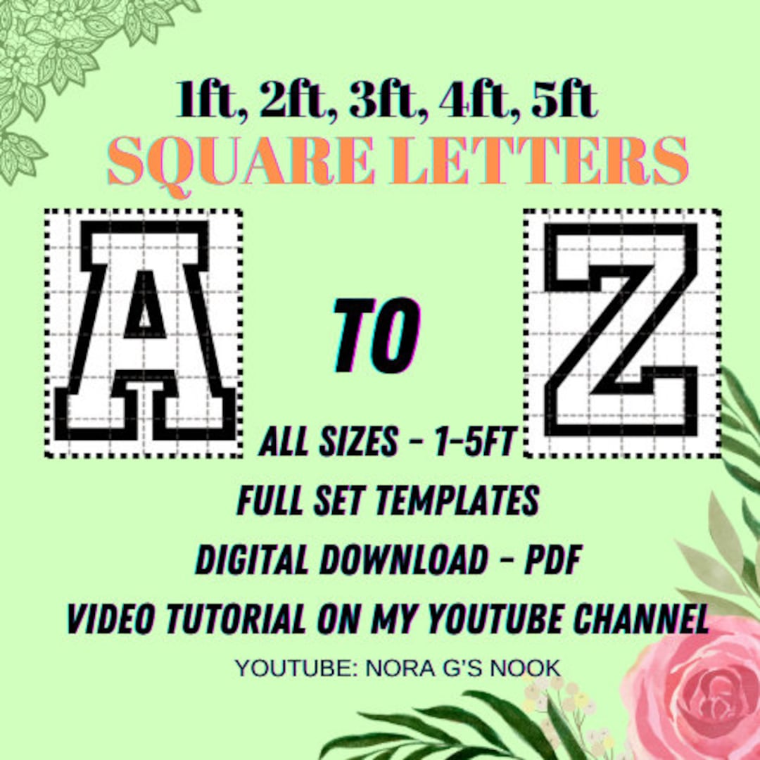 SQUARE Letter Templates - 1ft, 2ft, 3ft, 4ft, 5ft - Etsy