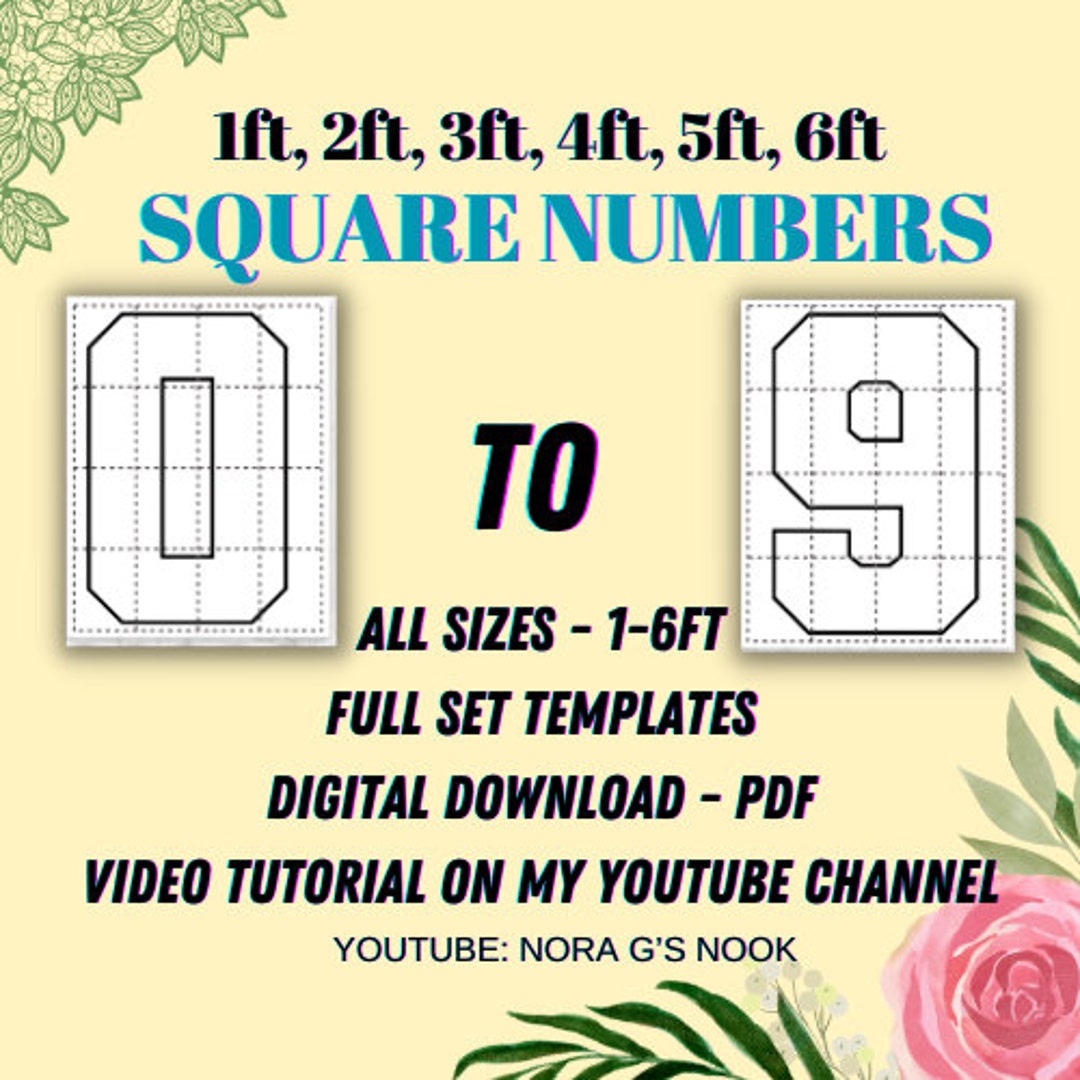 SQUARE Number Templates - 1ft, 2ft, 3ft, 4ft, 5ft, 6ft - Etsy
