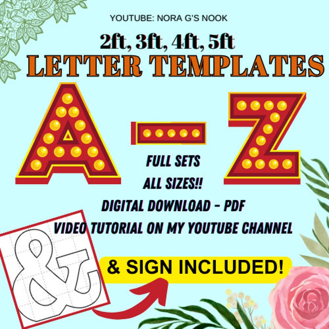 Marquee LETTER Templates - 2ft, 3ft, 4ft, 5ft, With Step by Step Video ...