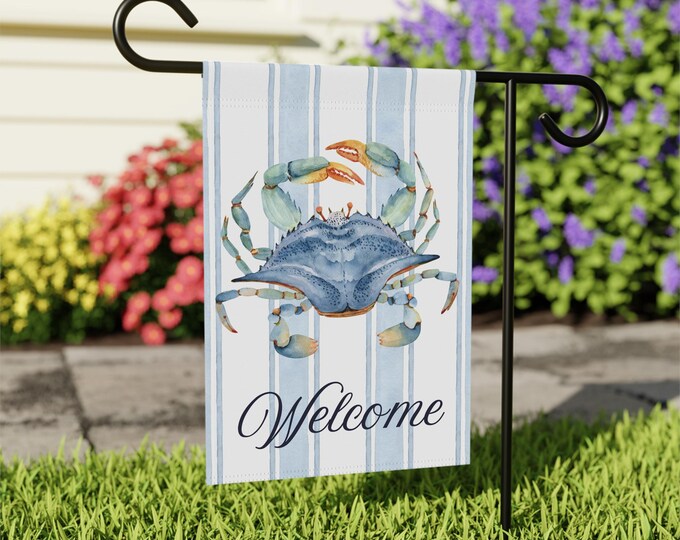 Welcome Blue Crab Coastal Garden Flag Banner Home Entryway Patio Garden ...