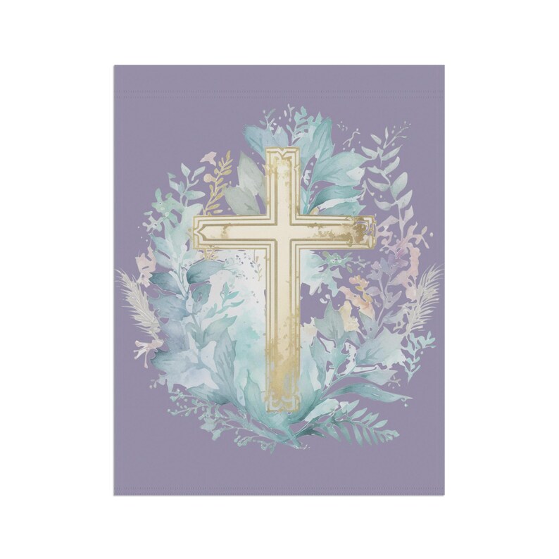 Easter Cross He is Risen Easter House Flag Banner Vintage Garden Flag ...