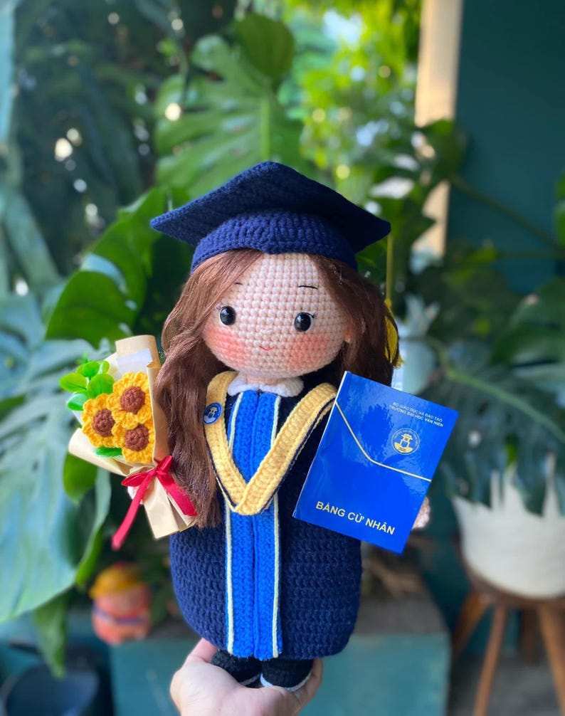 Handmade Crochet Graduation Doll With Knitted Graduate Plush ...