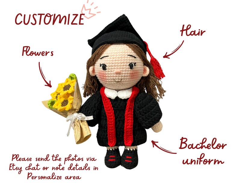 Handmade Crochet Graduation Doll With Knitted Graduate Plush ...