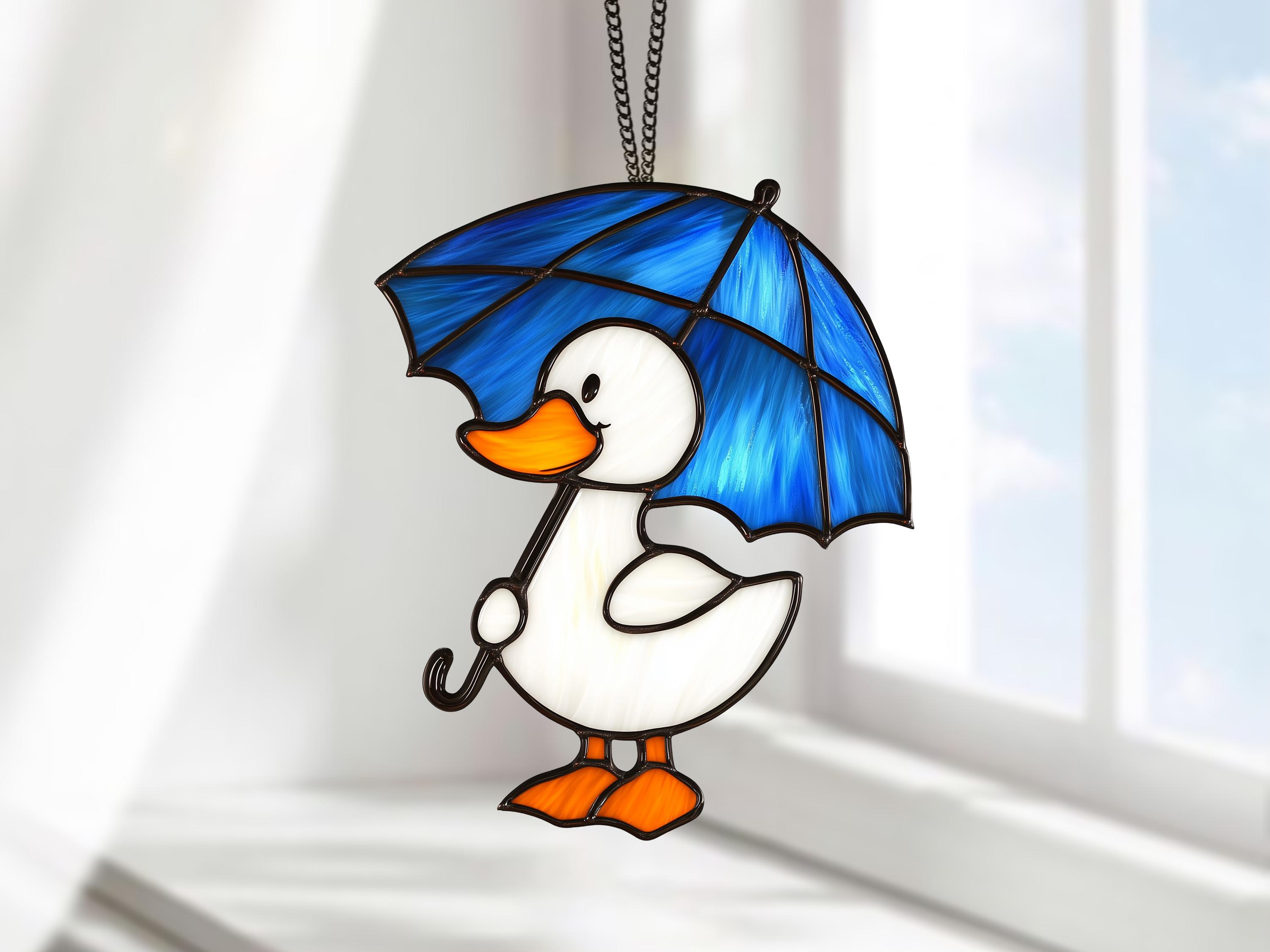 Funny Goose Umbrella ACRYLIC Window Hanging, Goose Window Hanging ...
