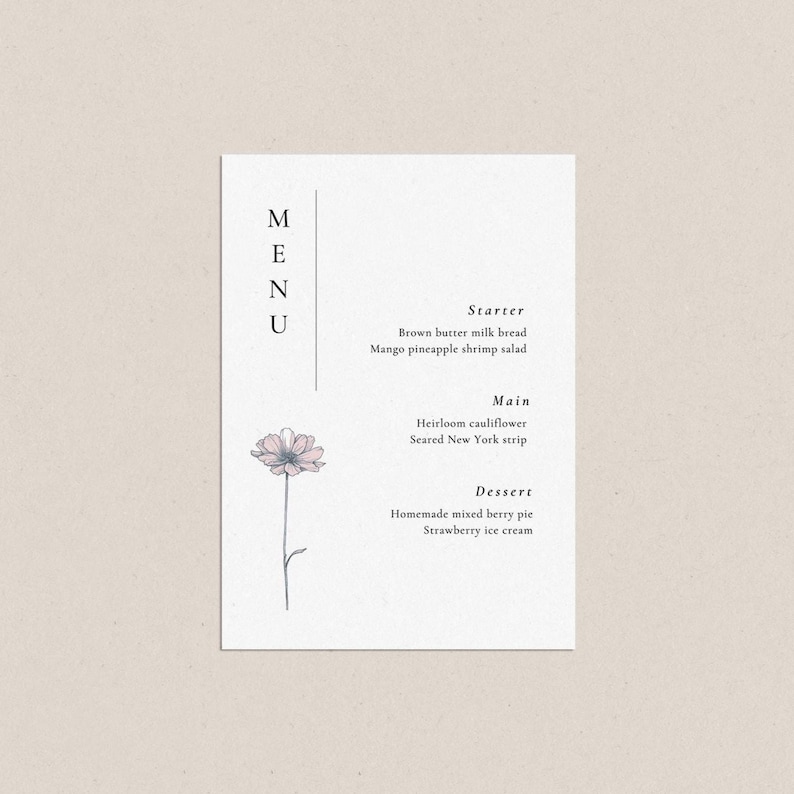Modern Menu Template | 5x7” Menu Design | Editable Dinner Template ...