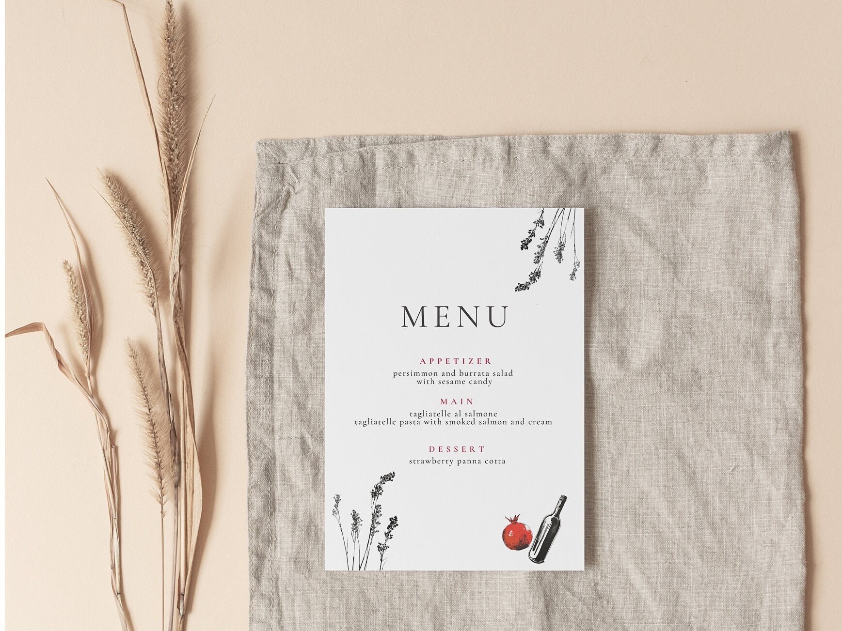 Tuscan Countryside Menu Template 5x7 Menu Design Editable Dinner ...