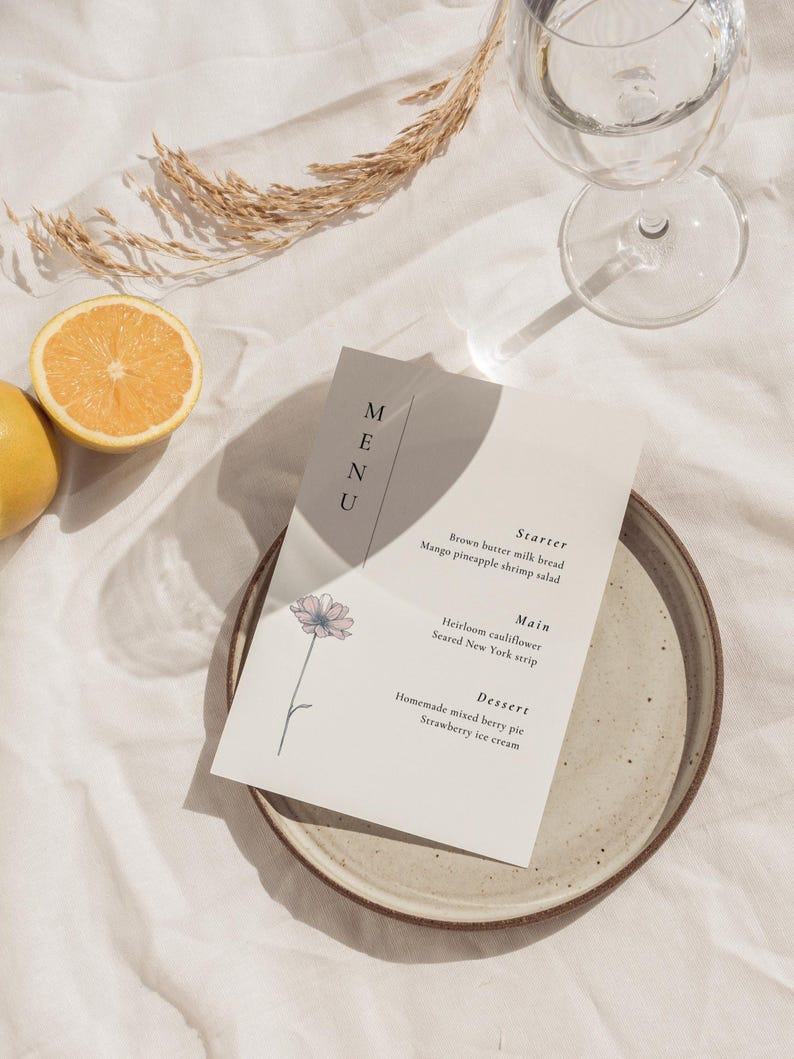 Modern Menu Template | 5x7” Menu Design | Editable Dinner Template ...