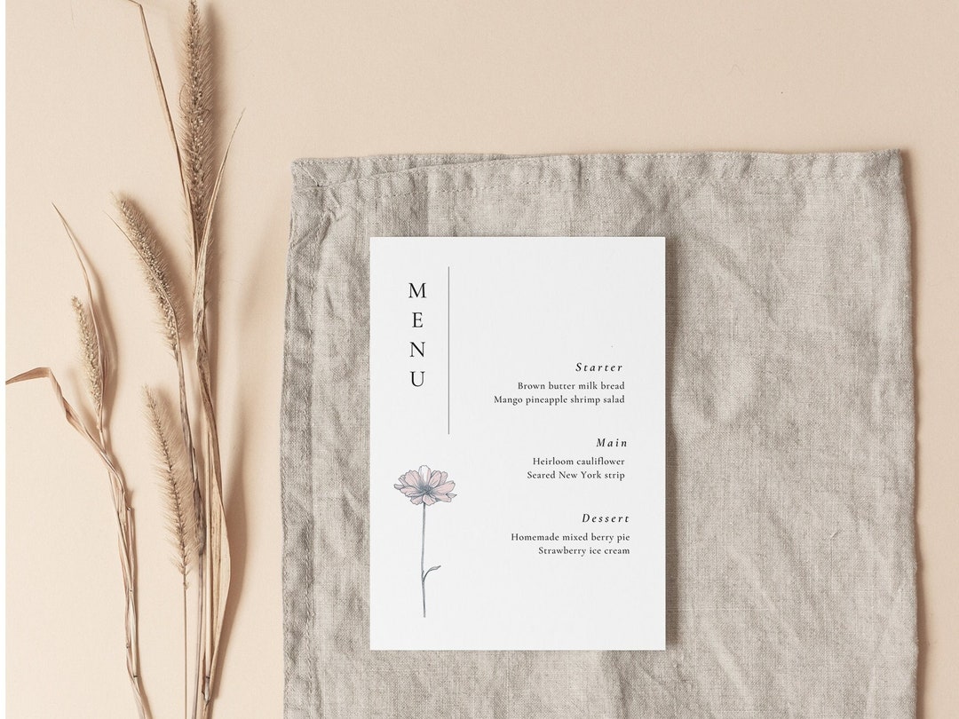 Modern Menu Template | 5x7” Menu Design | Editable Dinner Template ...