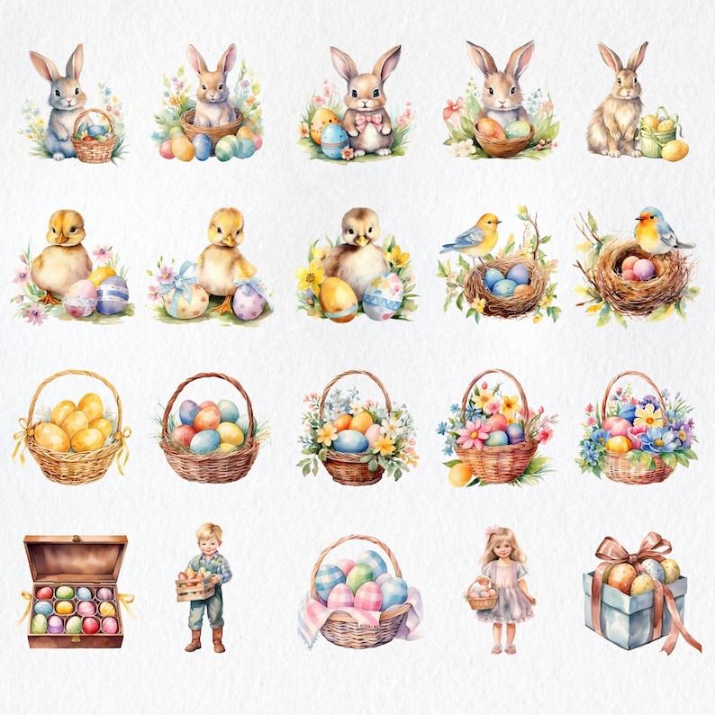 Watercolor Easter Clipart , Easter PNG Bundle , Happy Easter , Easter ...