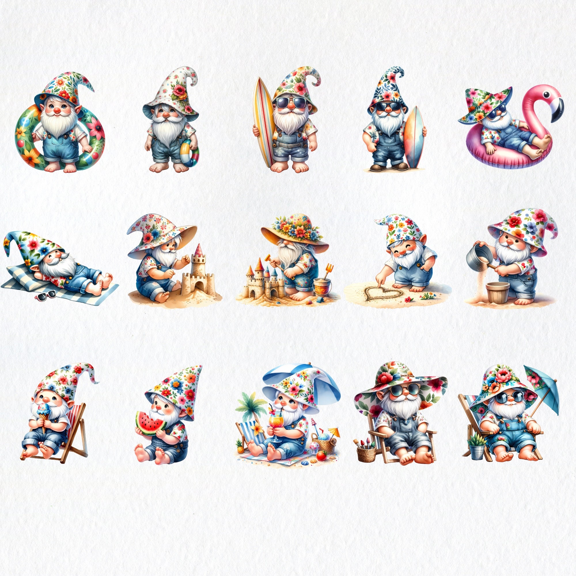 Summer Gnome Clipart , Beach Gnome , Summer PNG , Cute Gnome PNG ...