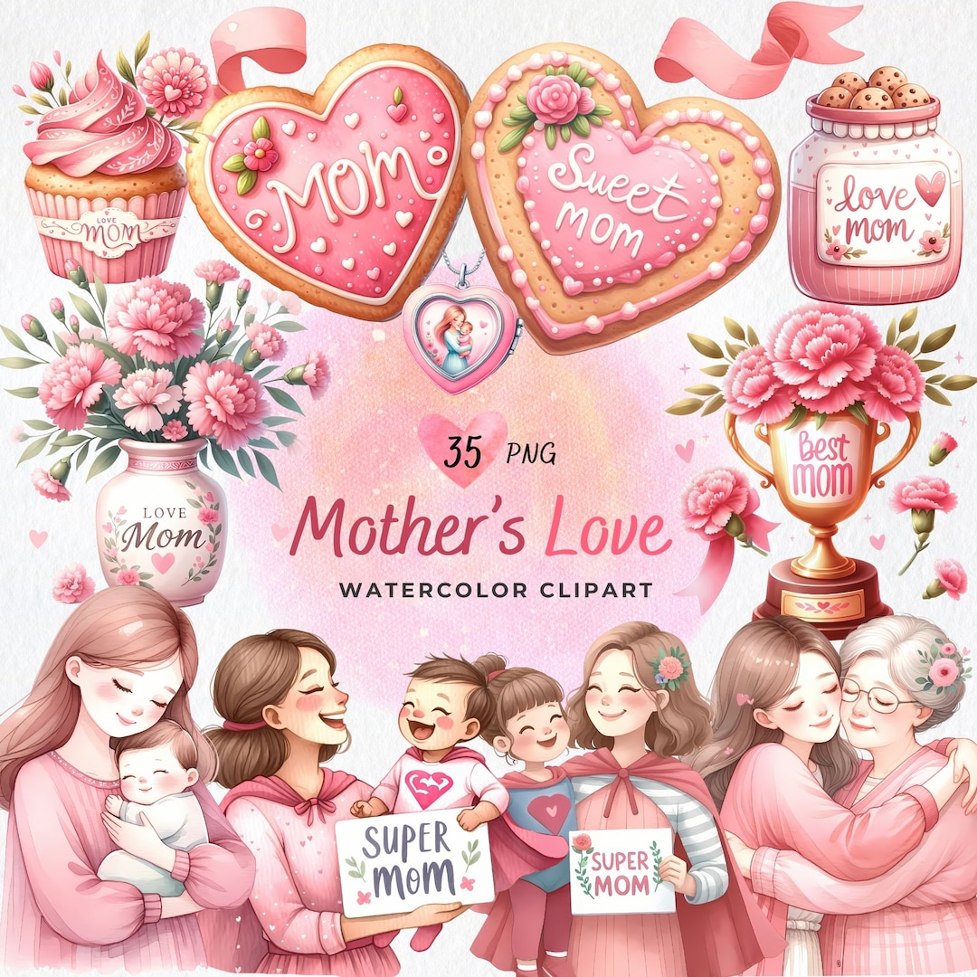 Mother Day PNG , Happy Mother's Day Clipart , Mother Love , Watercolor ...
