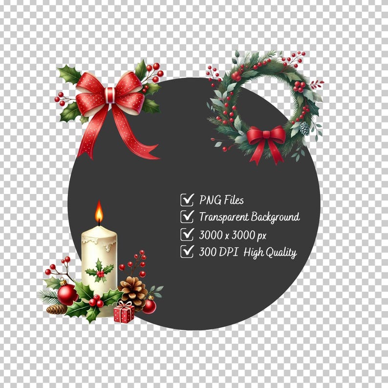 Christmas Clipart PNG, Watercolor Art, Cute Santa, Christmas Tree ...