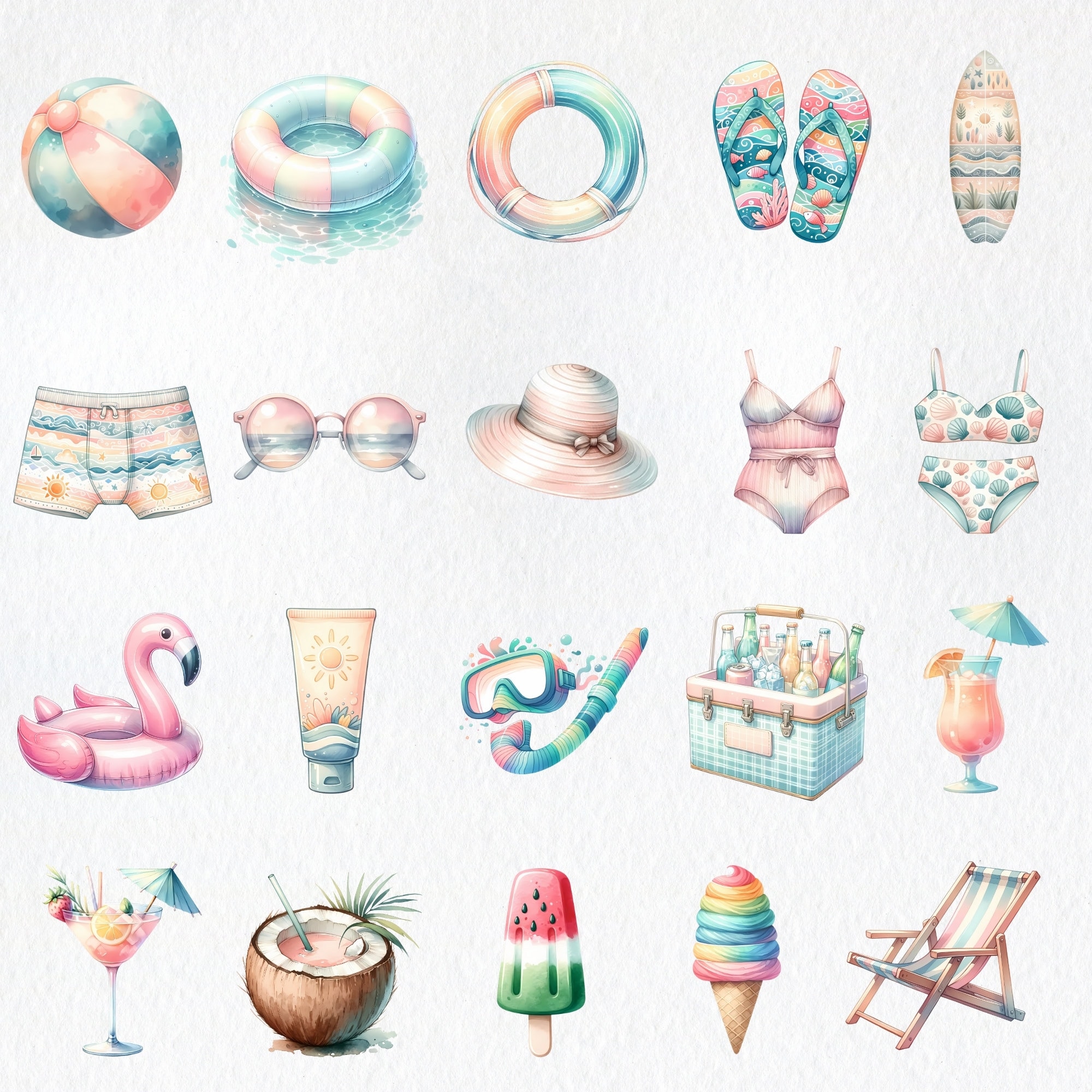 Summer PNG , Summer Beach Clipart , Watercolor Beach Clipart , Holiday ...