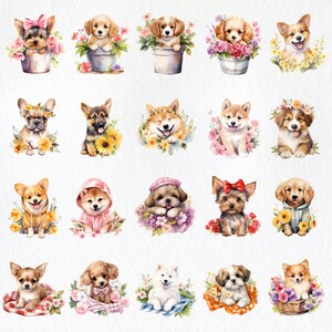 Watercolor Dog Clipart Bundle, Cute Puppies Clipart, Animal Art, Dog ...
