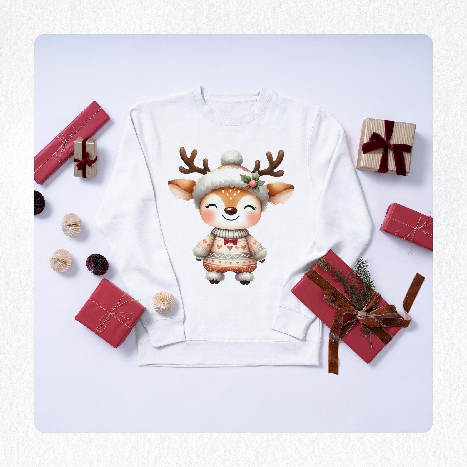 Christmas Animal Clipart, Watercolor Christmas PNG, Cute Woodland ...