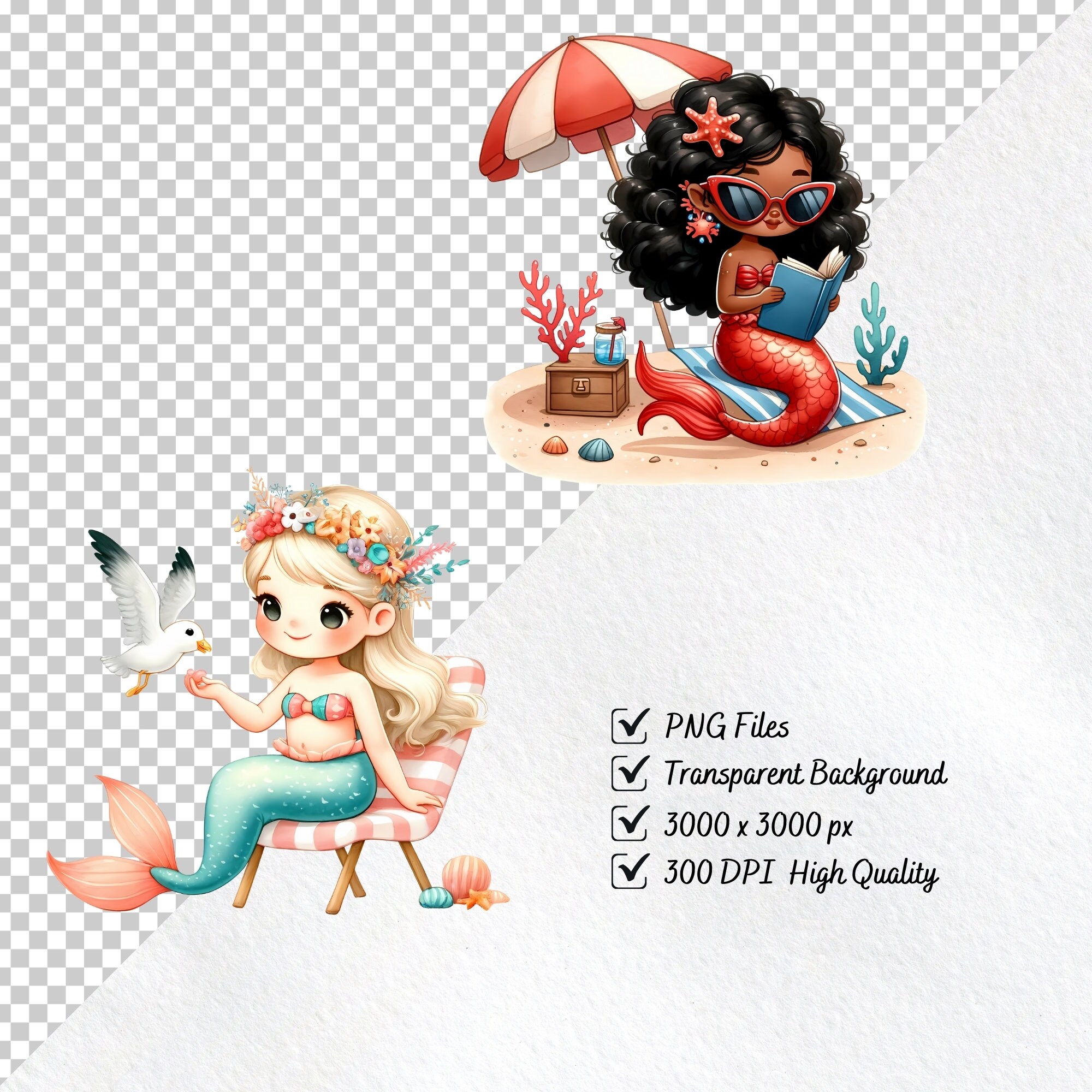 Mermaid Clipart , Summer Party , Watercolor Mermaid , Mermaid Party ...