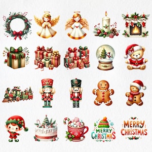 Christmas Clipart PNG, Watercolor Art, Cute Santa, Christmas Tree ...