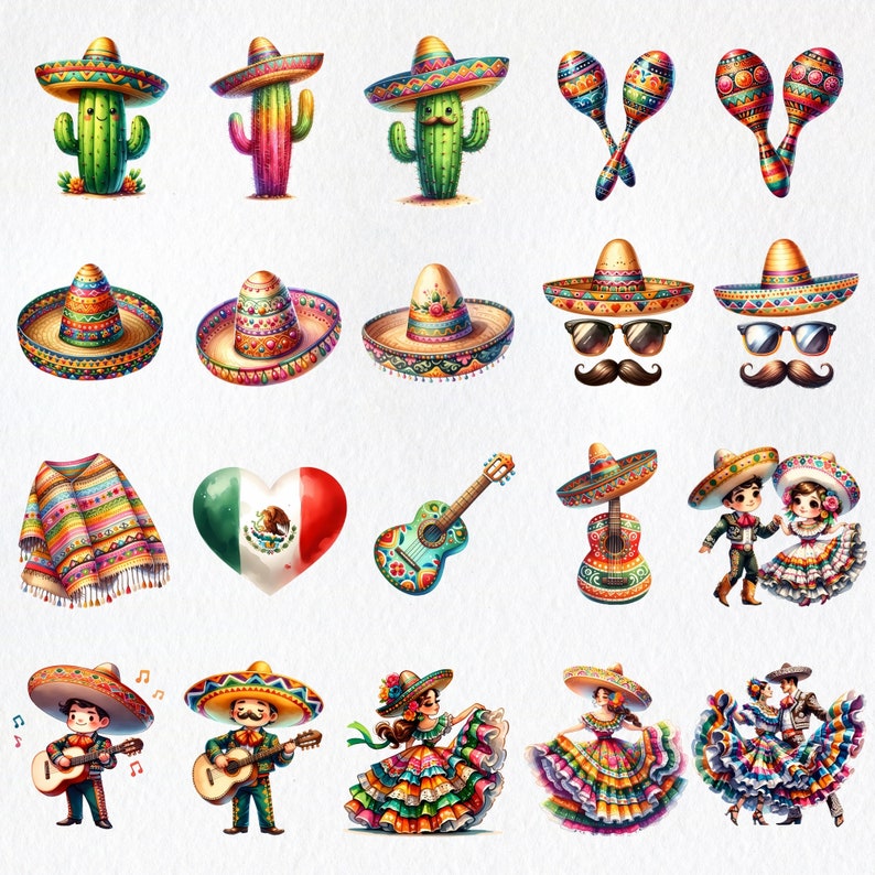 Cinco De Mayo PNG , Fiesta Clipart , Mexican Art , Watercolor Clipart ...