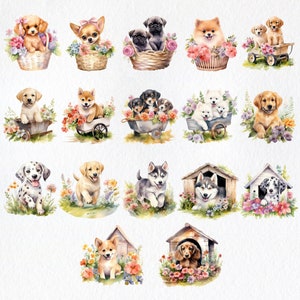 Watercolor Dog Clipart Bundle, Cute Puppies Clipart, Animal Art, Dog ...