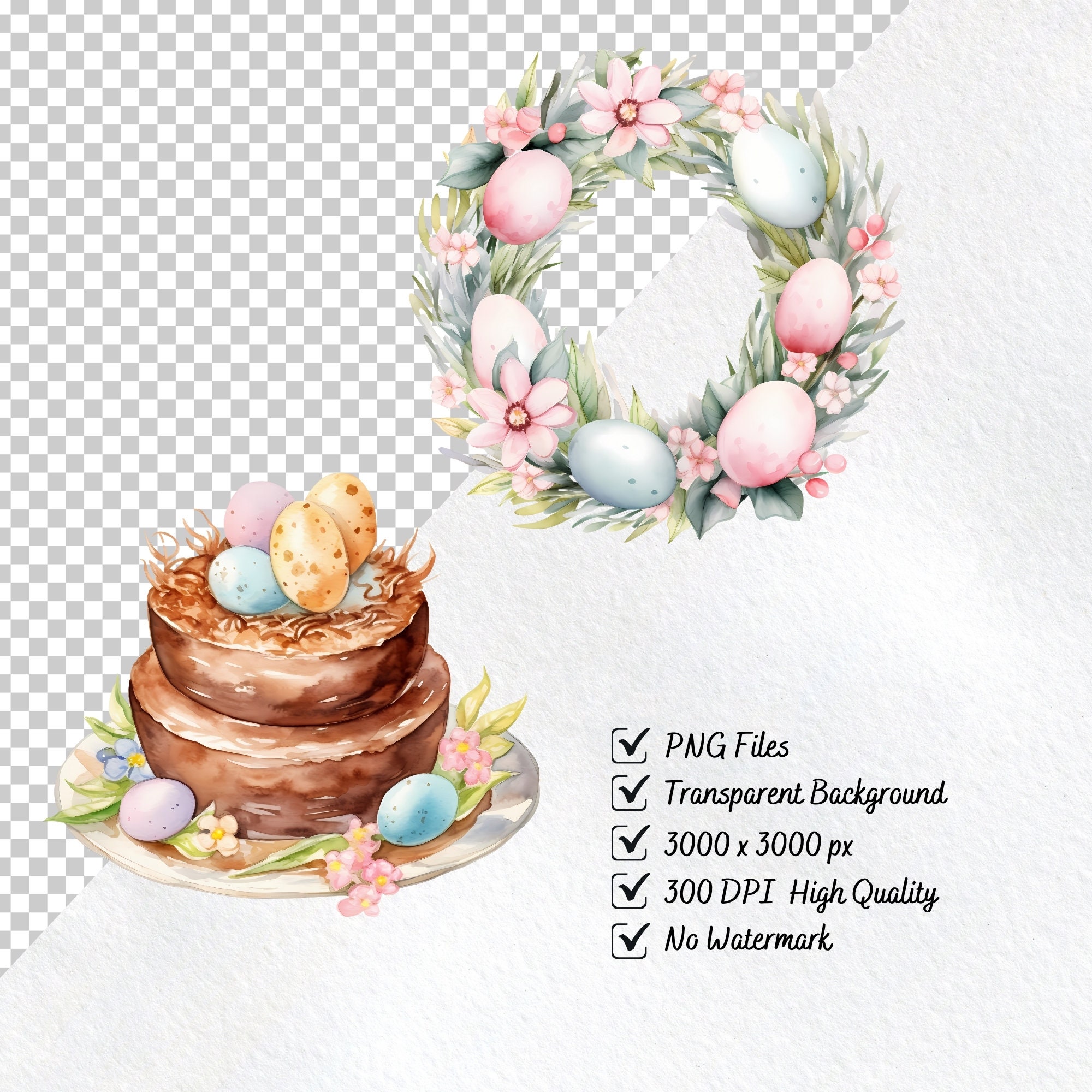 Watercolor Easter Clipart , Easter PNG Bundle , Happy Easter , Easter ...