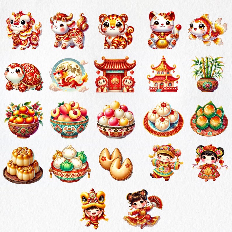 Chinese New Year Clipart, Lunar New Year, Zodiac Snake, Chinese Dragon ...