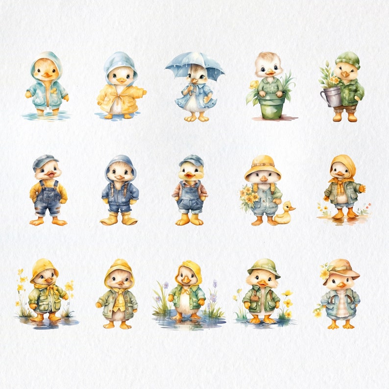 Watercolor Duckling Clipart , Cute Duckling , Duckling PNG , Nursery ...