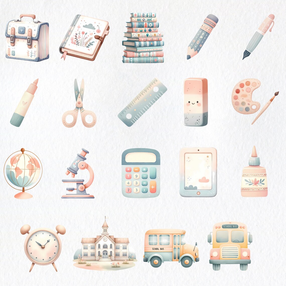 Back to School Clipart, First Day of School, Watercolor School Animals ...