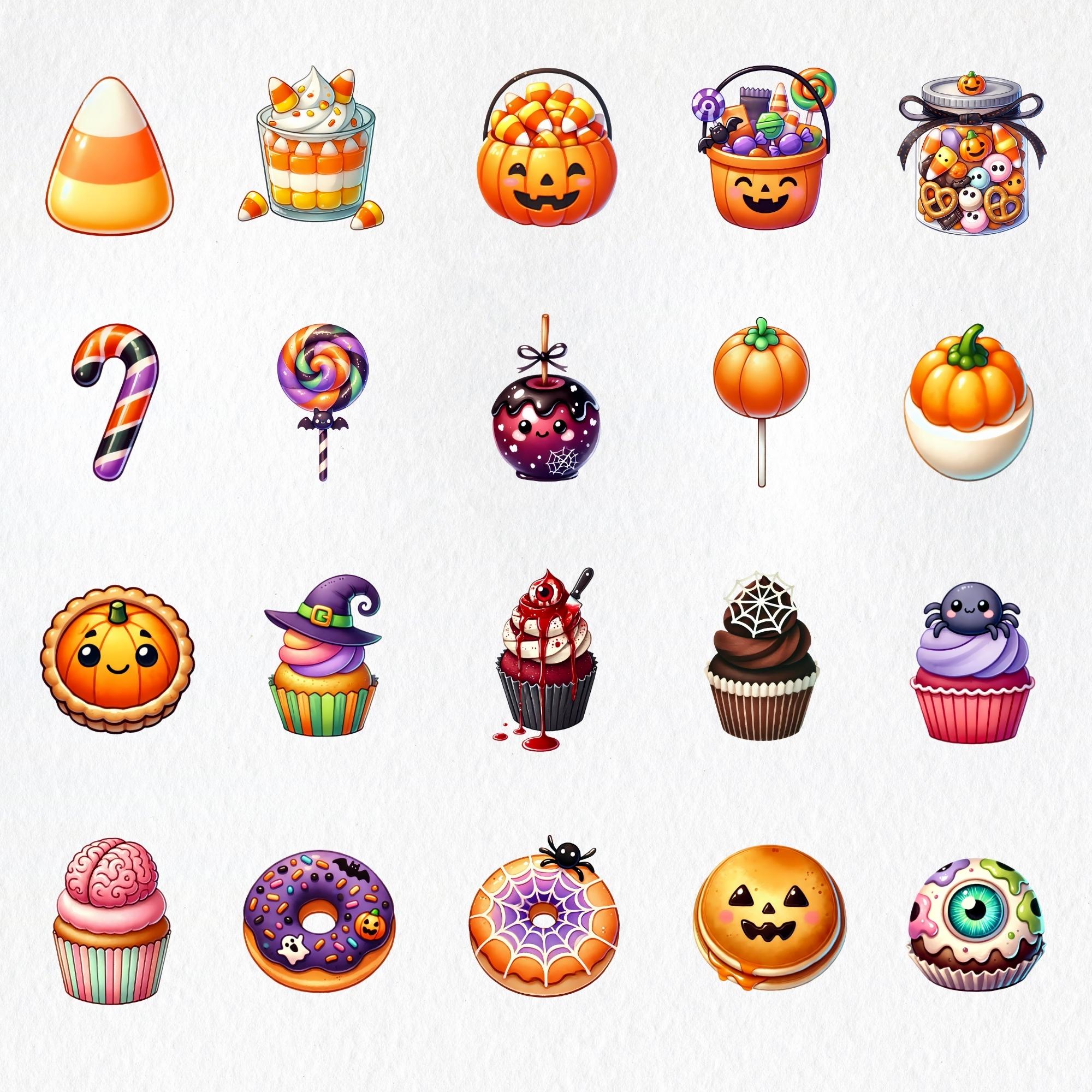Halloween Treats Clipart Set, Cute Halloween Food & Sweets PNG, Spooky ...