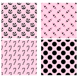 Pink and Black Halloween Digital Paper Seamless Patterns Digital ...